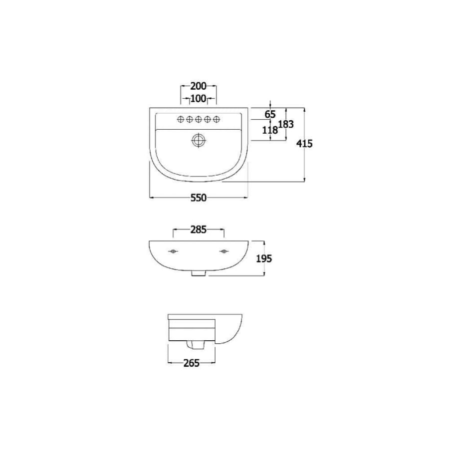 COMSRBAS2 - RAK Compact Semi Recessed Basin : Bathroom Planet
