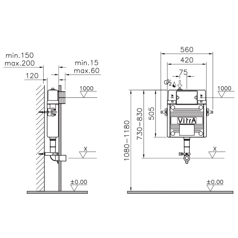762-1735-01 - VitrA Back-To-Wall Concealed Cistern : Bathroom Planet
