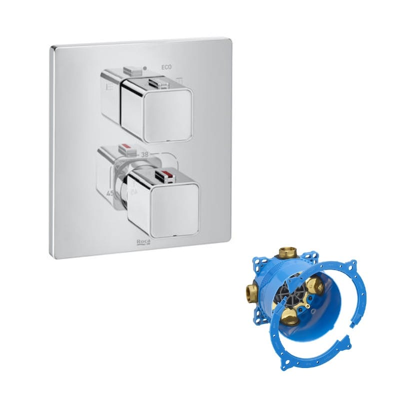 5A0C1AC00 525869403 - Roca T-1000 Square Thermostatic Bath Shower Valve ...