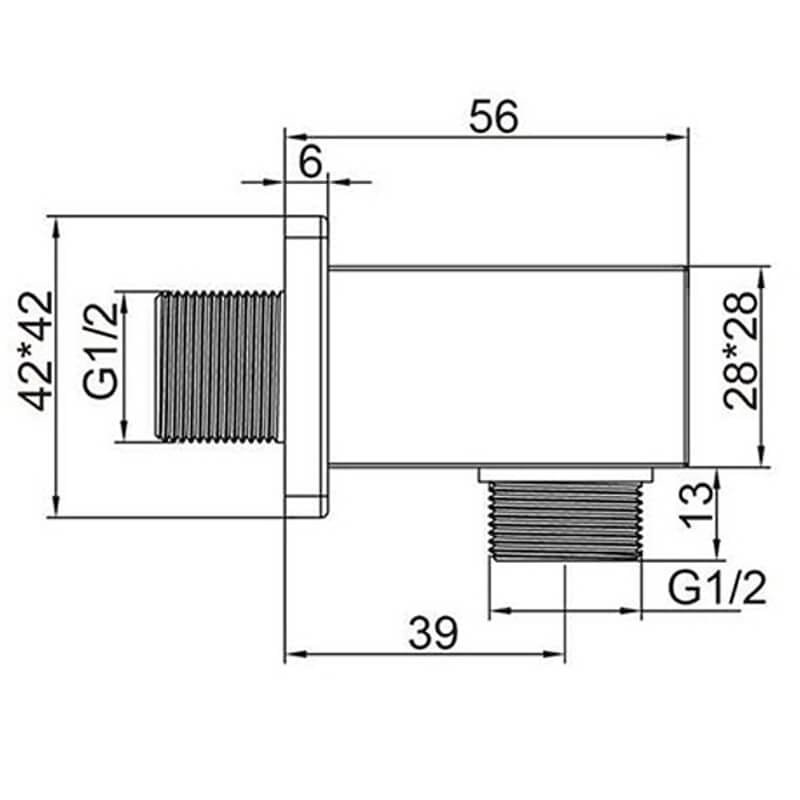 RAKSHW2001 - RAK Square Wall Outlet Elbow : Bathroom Planet