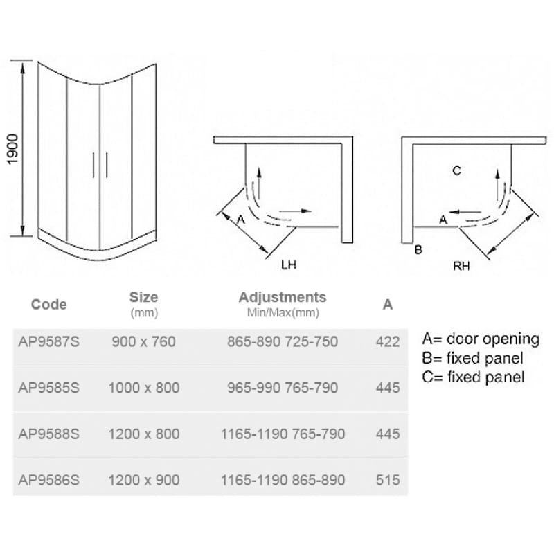 April Identiti2 2 Door Offset Quadrant : Bathroom Planet