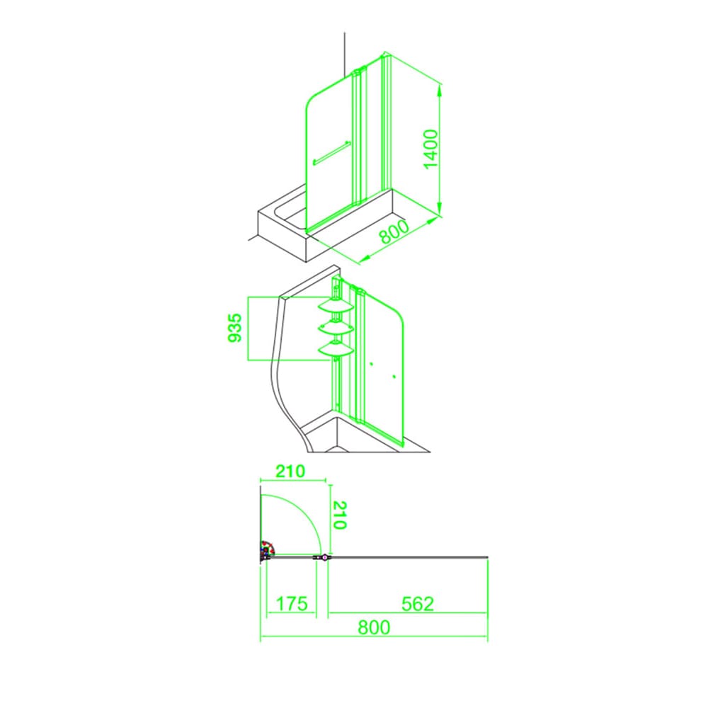 EB304 - Essential Cascade Bath Screen : Bathroom Planet
