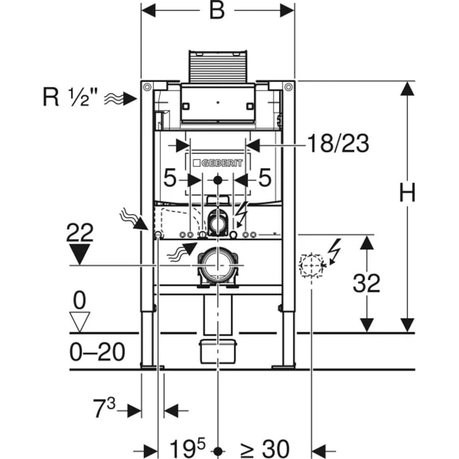 111.004.00.4 - Geberit Duofix Frame with Omega 12cm Cistern : Bathroom ...