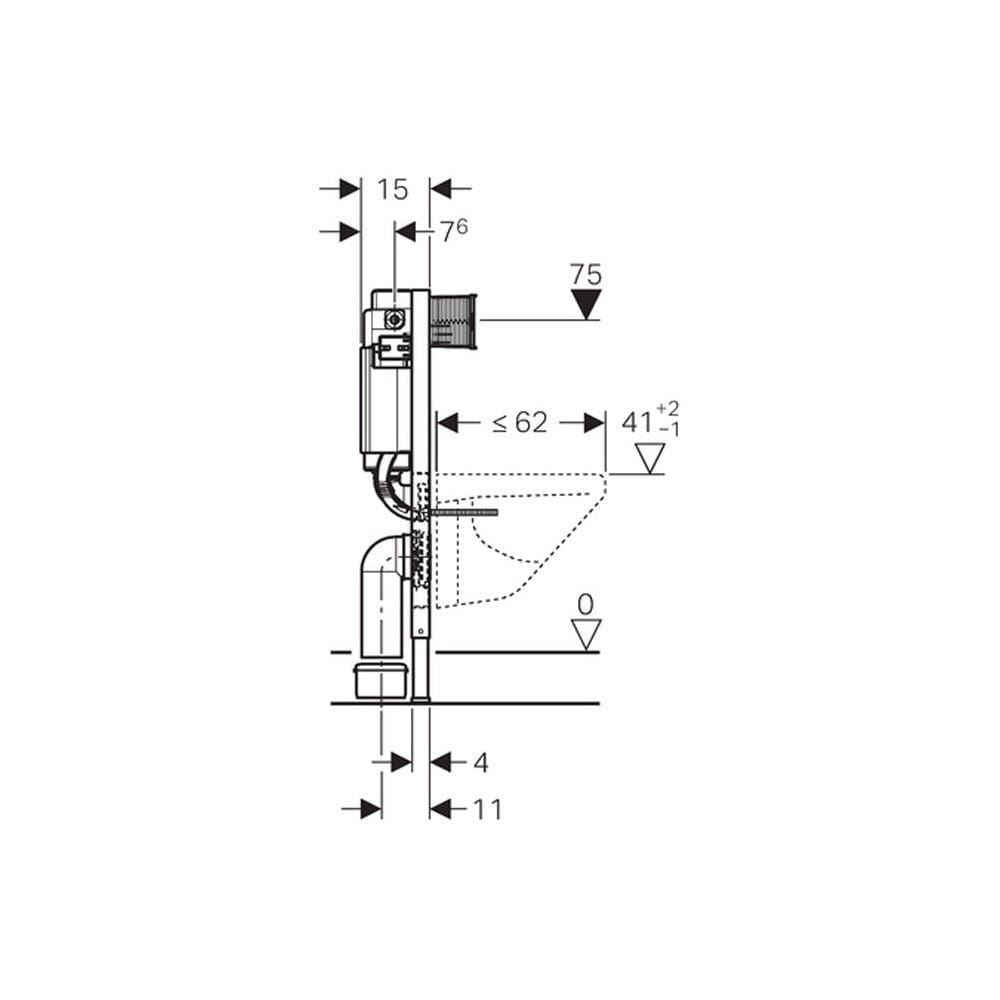 111.260.00.1 - Geberit Duofix Wall Hung Toilet Frame 0.82m With Kappa ...