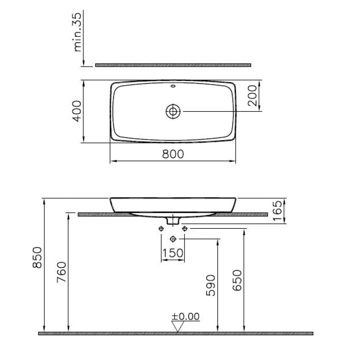 5669B003-0012 - VitrA M-Line Countertop Basin : Bathroom Planet