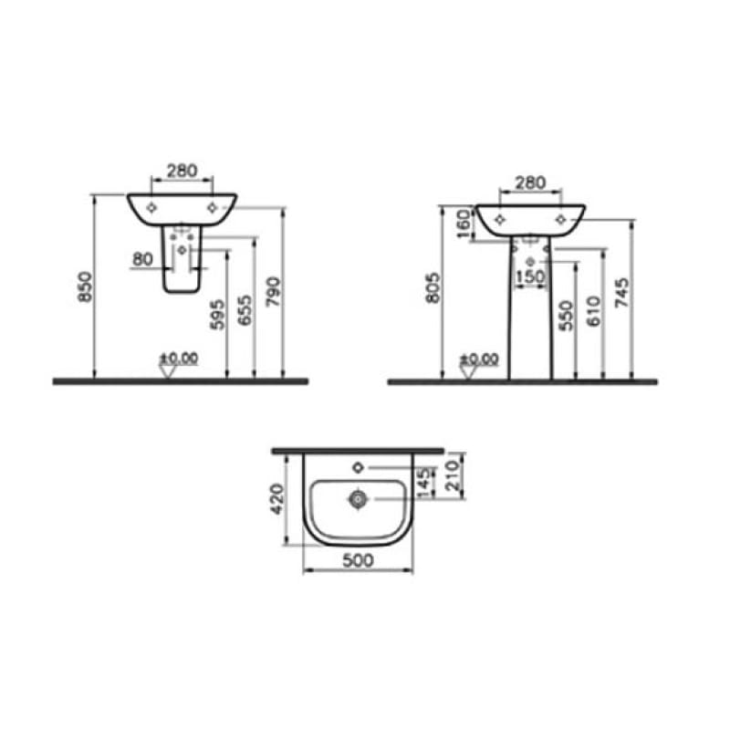 5501L003-0999 5281L003-7201 - VitrA S20 Cloakroom Basin : Bathroom Planet