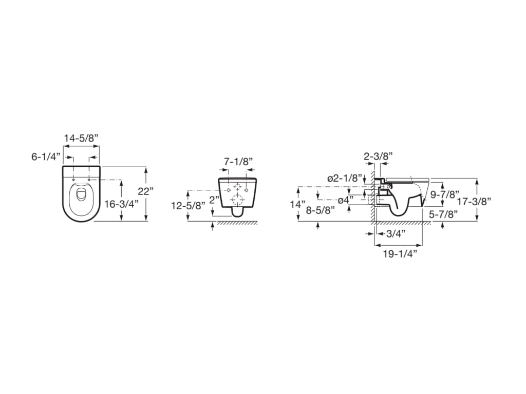 346527000 - Roca Inspira Wall Hung Rimless Toilet : Bathroom Planet