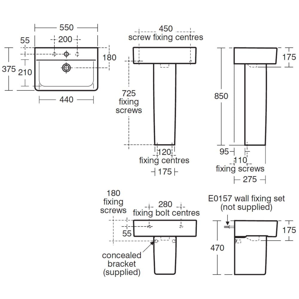E788501 - Ideal Standard Concept Cube Short Projection Basin : Bathroom ...