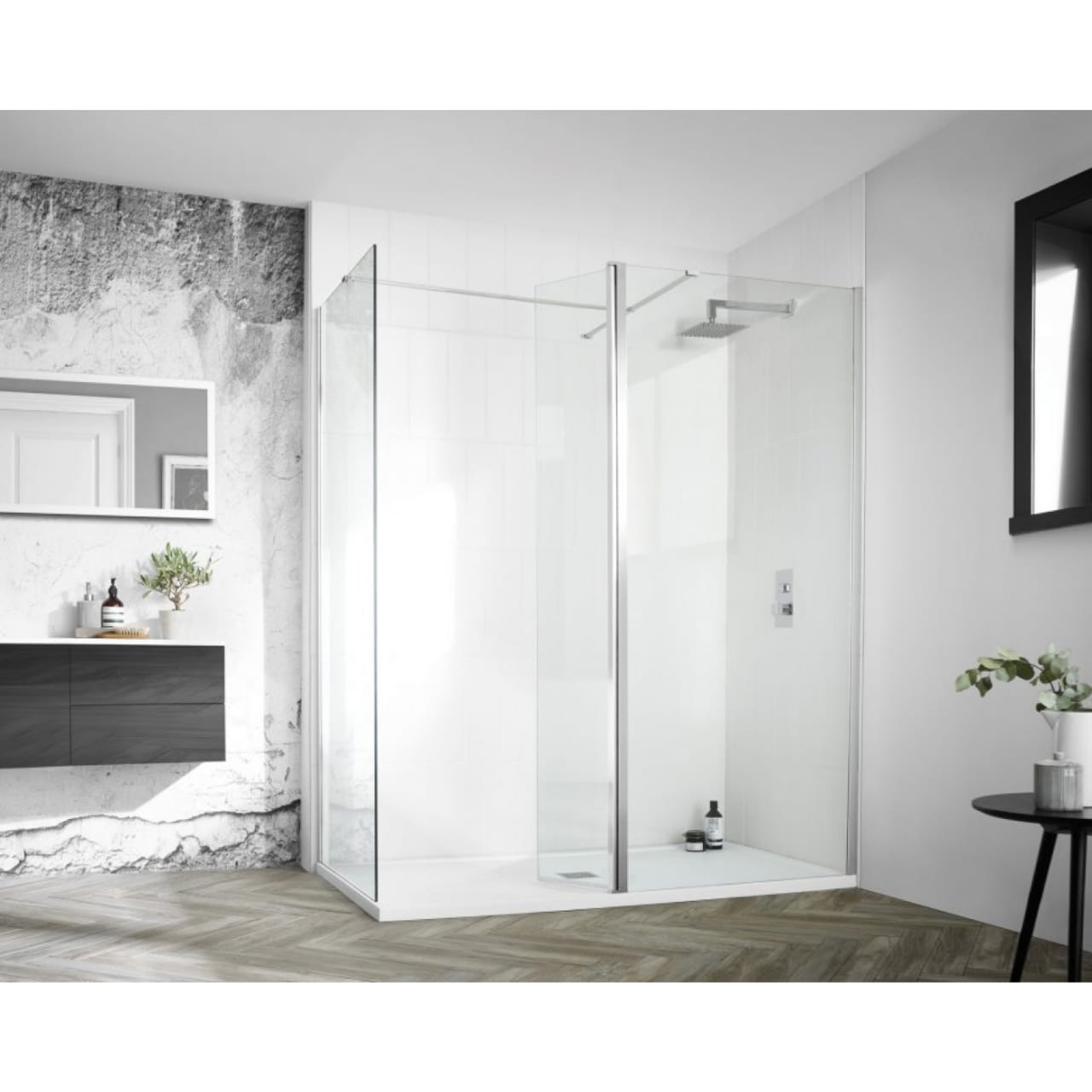 Aquadart Wetroom 8 Clear & Chrome With Profile Pack : Bathroom Planet