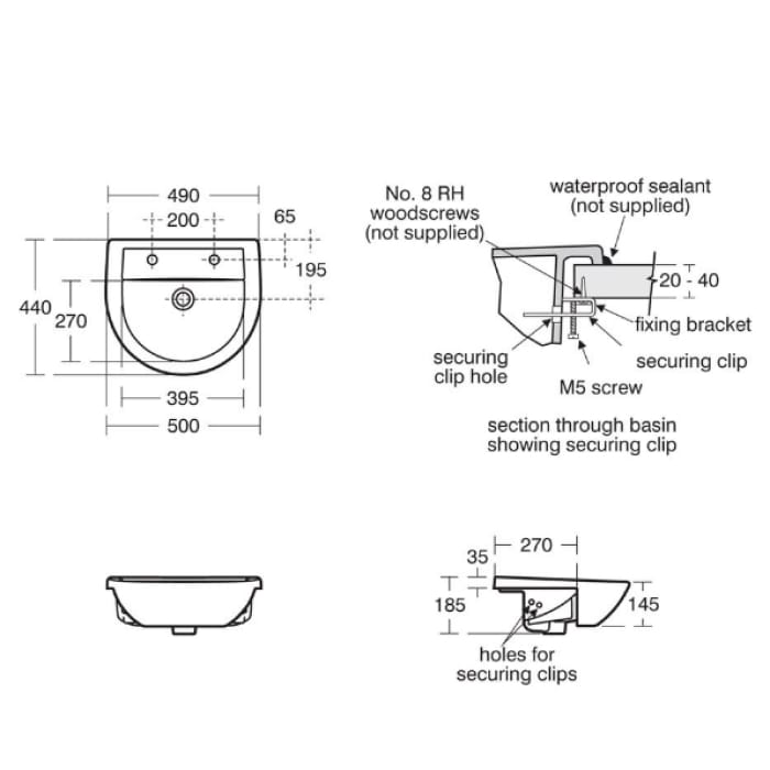 E895901 - Armitage Shanks Sandringham 21 Semi Countertop Basins ...