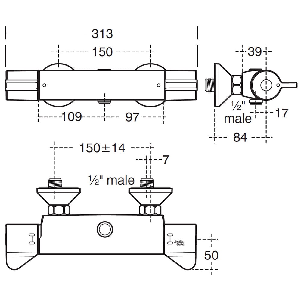 A4127AA - Armitage Shanks Contour 21 Exposed Thermostatic Shower Valve ...