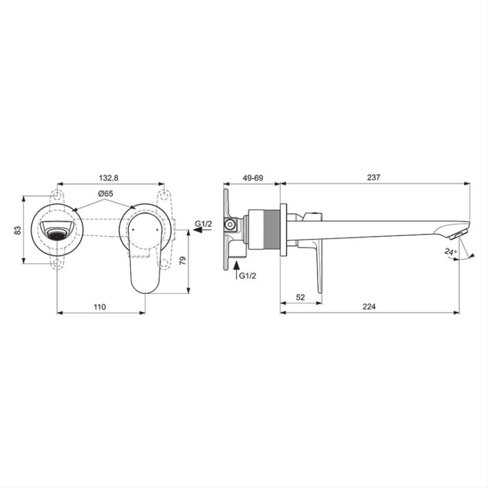 BD133XG A1313NU - Ideal Standard Cerafine O Wall Mounted Basin Mixer ...