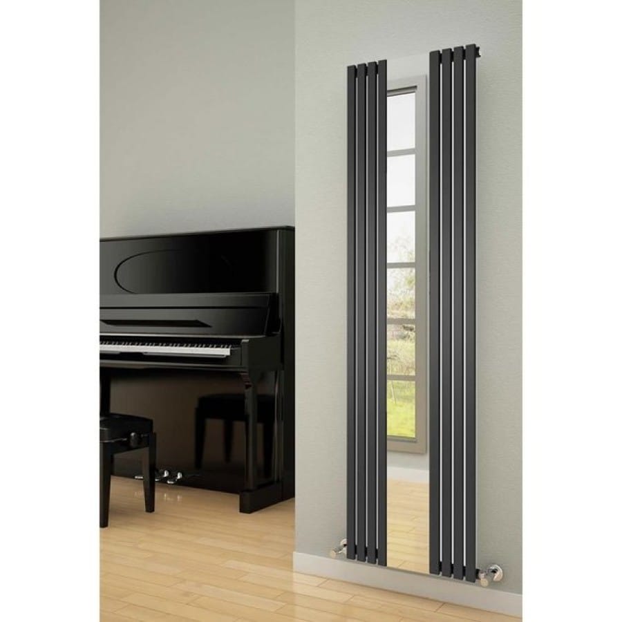 Reina Reflect White Vertical Designer Mild Steel Mirror Radiator ...