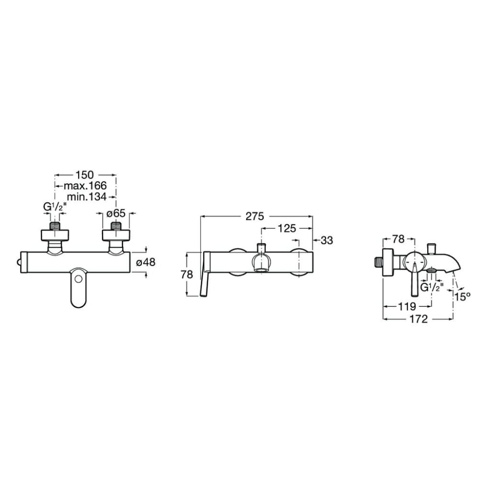 5A026DC00 - Roca Pals Wall Mounted Bath Shower Mixer Valve : Bathroom ...