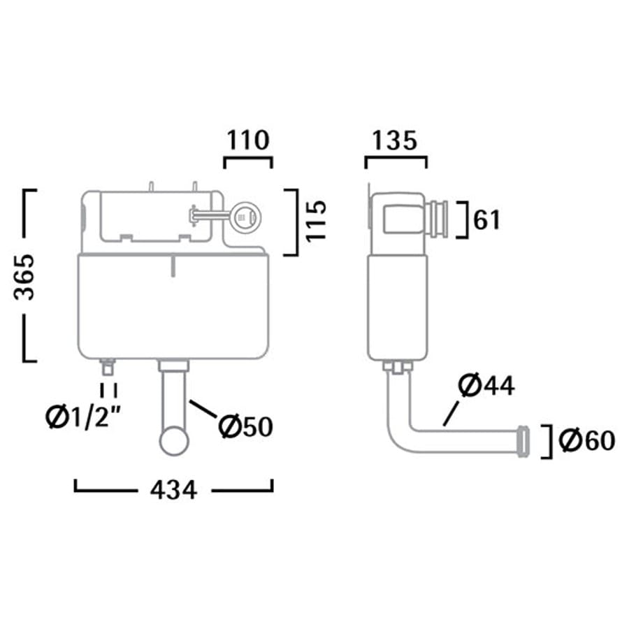VOR790 - Tavistock Vortex Dual Flush Concealed Cistern Bottom Inlet ...