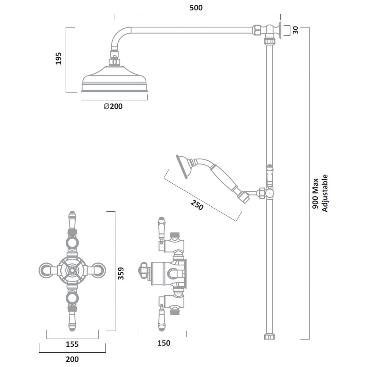 SVA1712 - Tavistock Varsity Thermostatic Exposed Shower Valve System ...