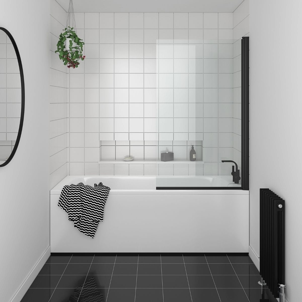 EB314 - Essential Black 5mm Bath Screen : Bathroom Planet