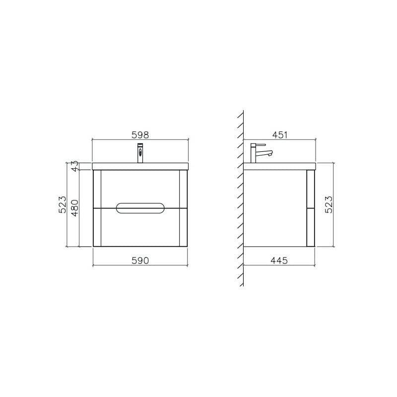 TIS4013 - Tailored Bathrooms Venice Wall Hung Vanity Unity and Basin ...