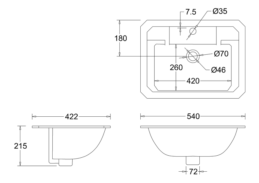 Burlington 540mm Countertop Basin : Bathroom Planet