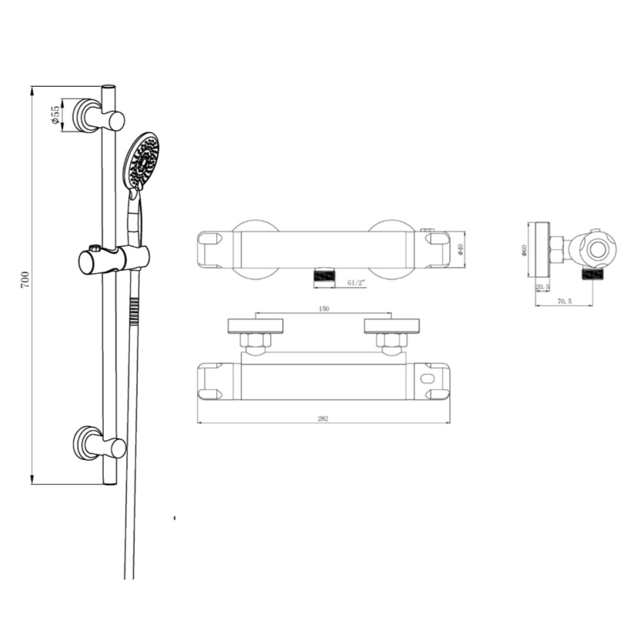 TIS0163 - Tailored Bathrooms Bala Low Pressure Riser Kit : Bathroom Planet