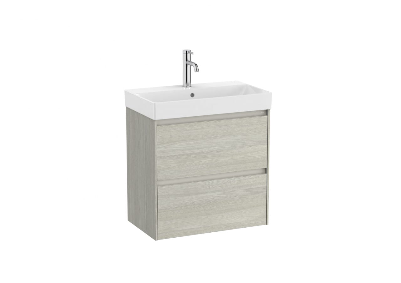 Roca Ona: Unik Wall Mounted Vanity Unit with 2 Drawers & Basin (600mm ...
