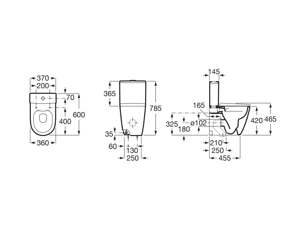 Roca Ona: Compact Rimless Close Coupled Toilet With Dual Outlet ...