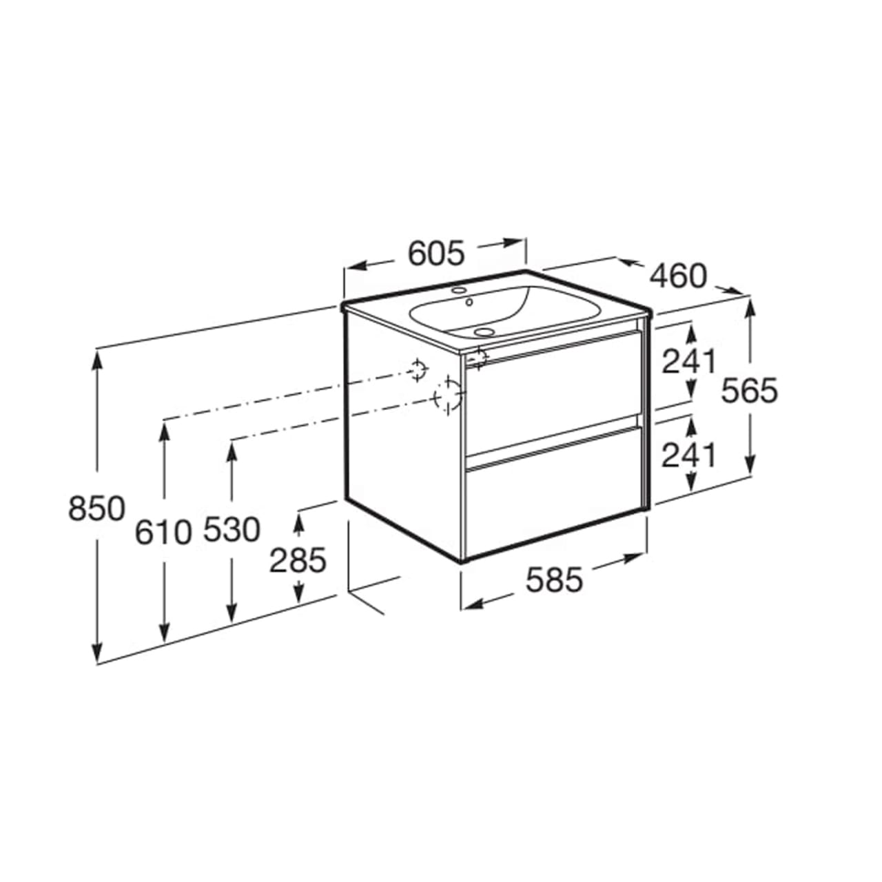 A851775517 - Roca Tenet: Unik Wall-hung Vanity Unit with Two Drawers ...