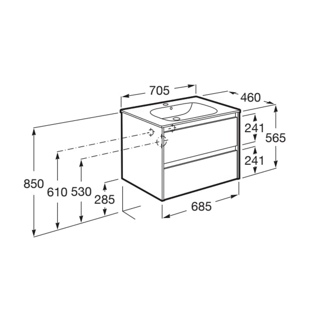 A851776517 - Roca Tenet: Unik Wall-hung Vanity Unit with Two Drawers ...