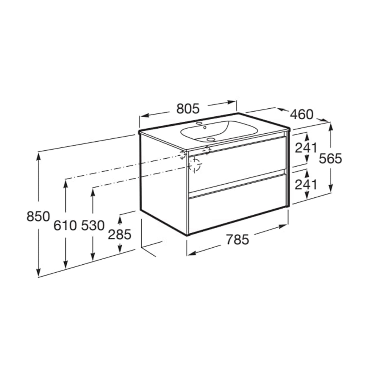 Roca Tenet: Unik Wall-hung Vanity Unit with Two Drawers and Basin ...