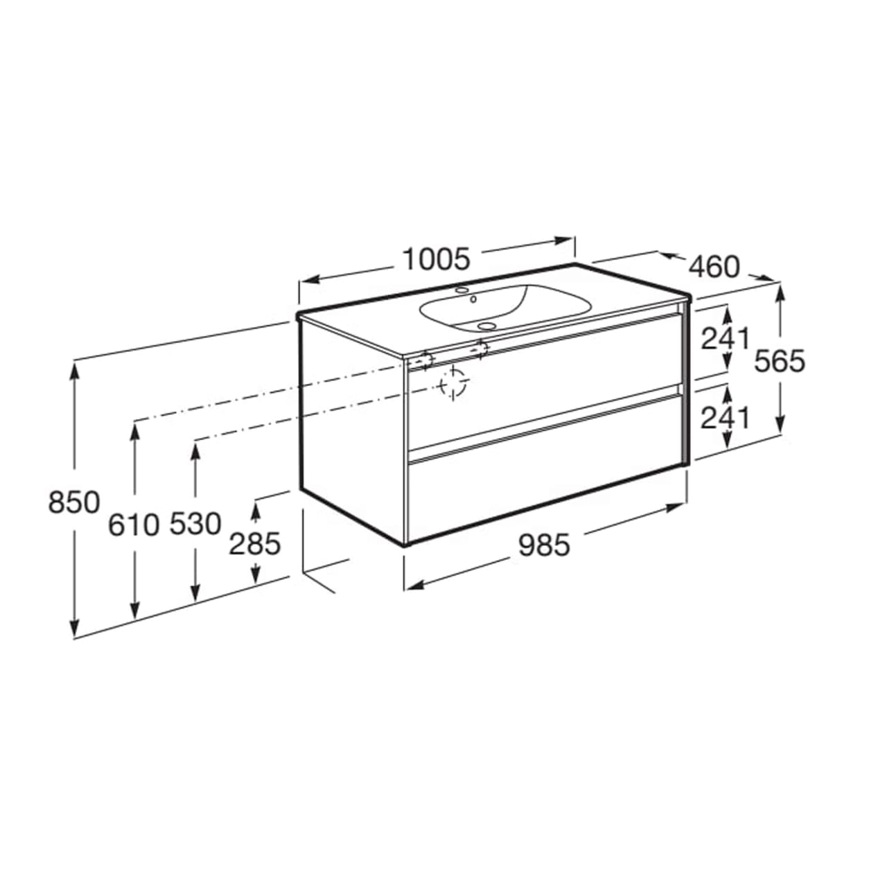 A851778517 - Roca Tenet: Unik Wall-hung Vanity Unit with Two Drawers ...