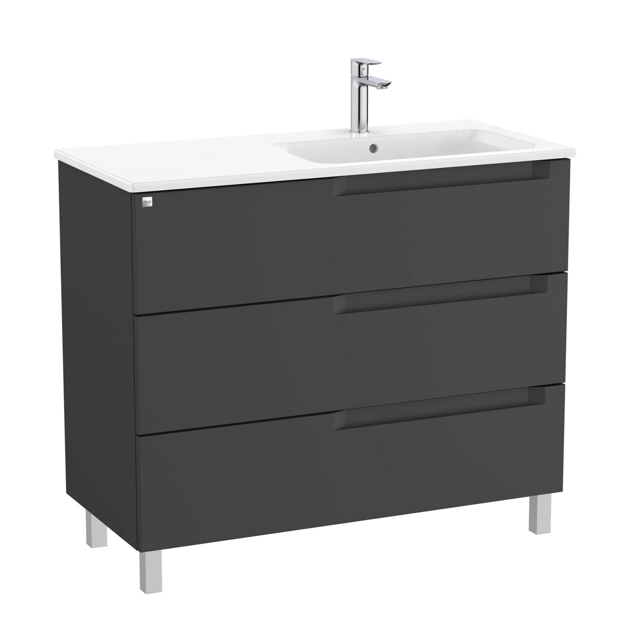 Roca Aleyda: Unik Floor-standing Vanity Unit with Three Drawers and RH ...