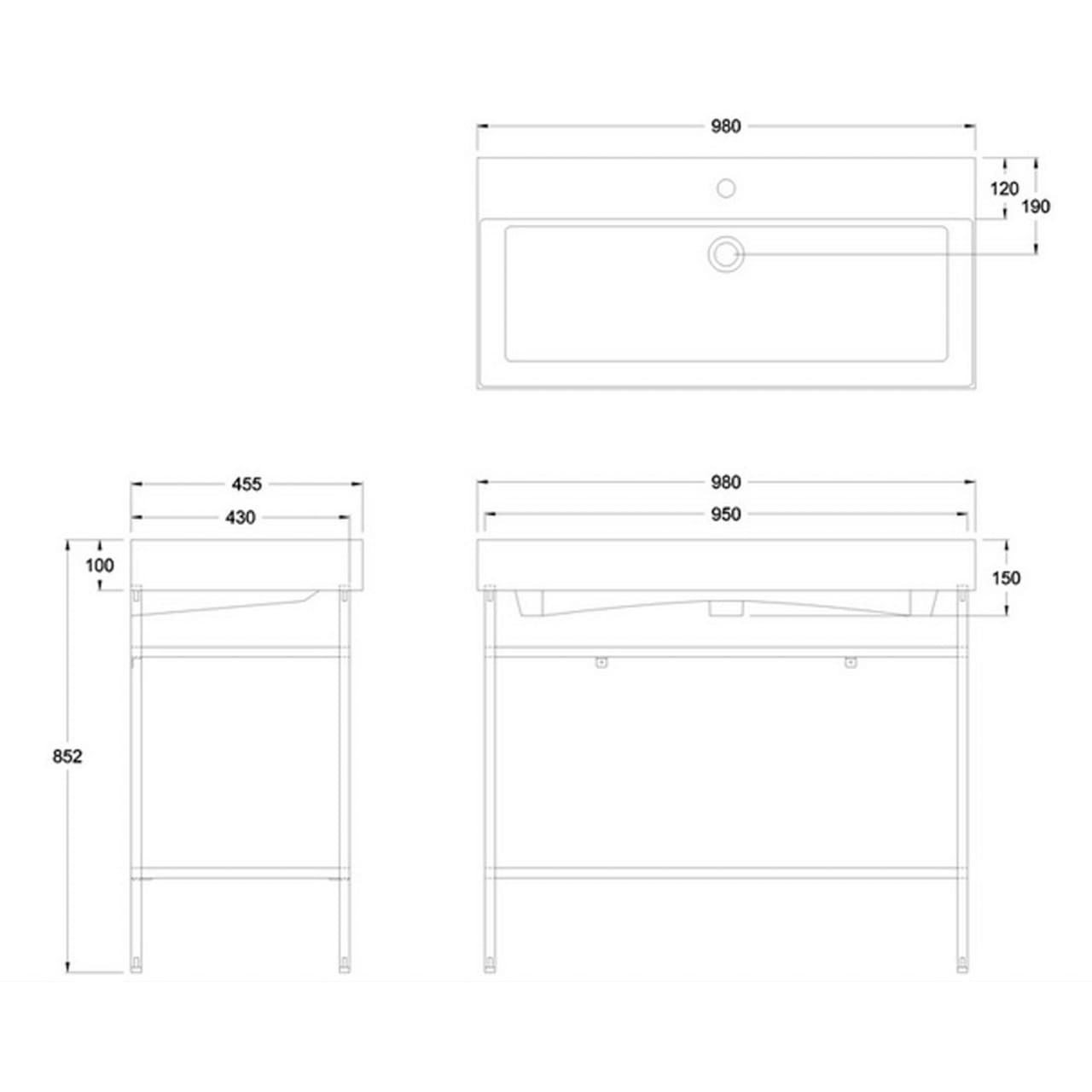 Britton Shoreditch: Floor Standing Frame with Basin (1000mm) : Bathroom ...