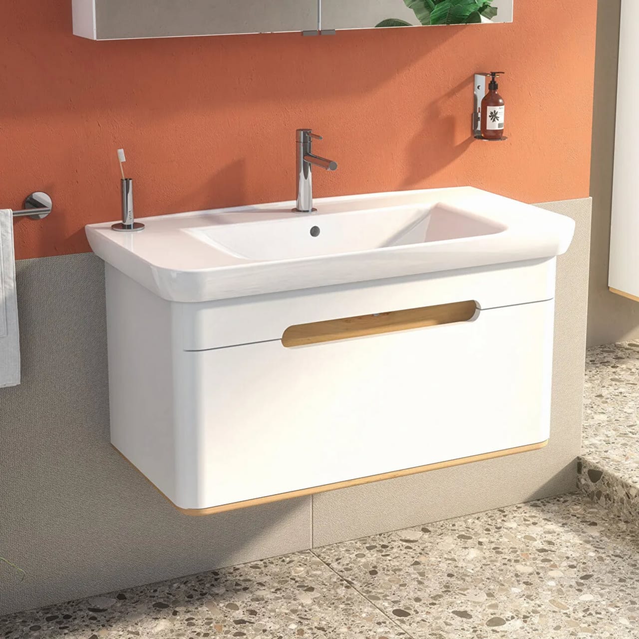 60814 - Vitra: Sento Wall-hung Bathroom Vanity Unit with One Drawer and ...