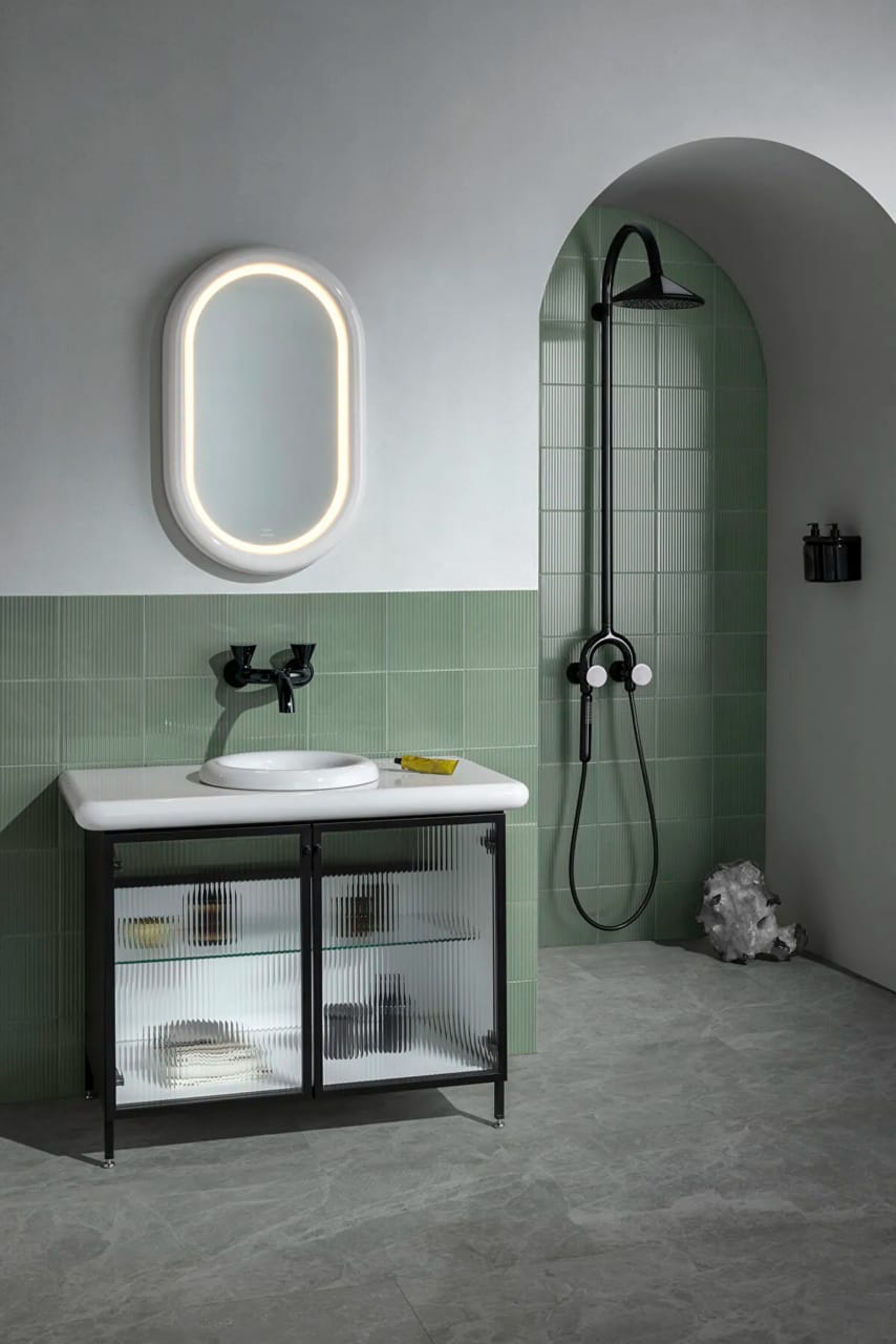 66743 - VitrA: Liquid Wall-mounted Illuminated Mirror with Ceramic ...