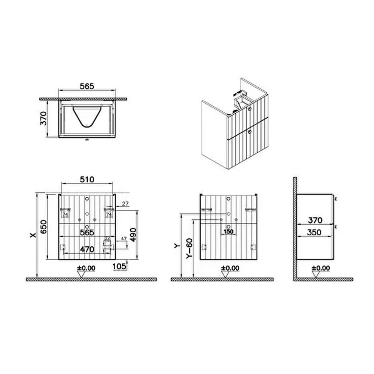 68985-7035B003-0001 - VitrA: Root Groove Compact Wall-hung Vanity Unit ...