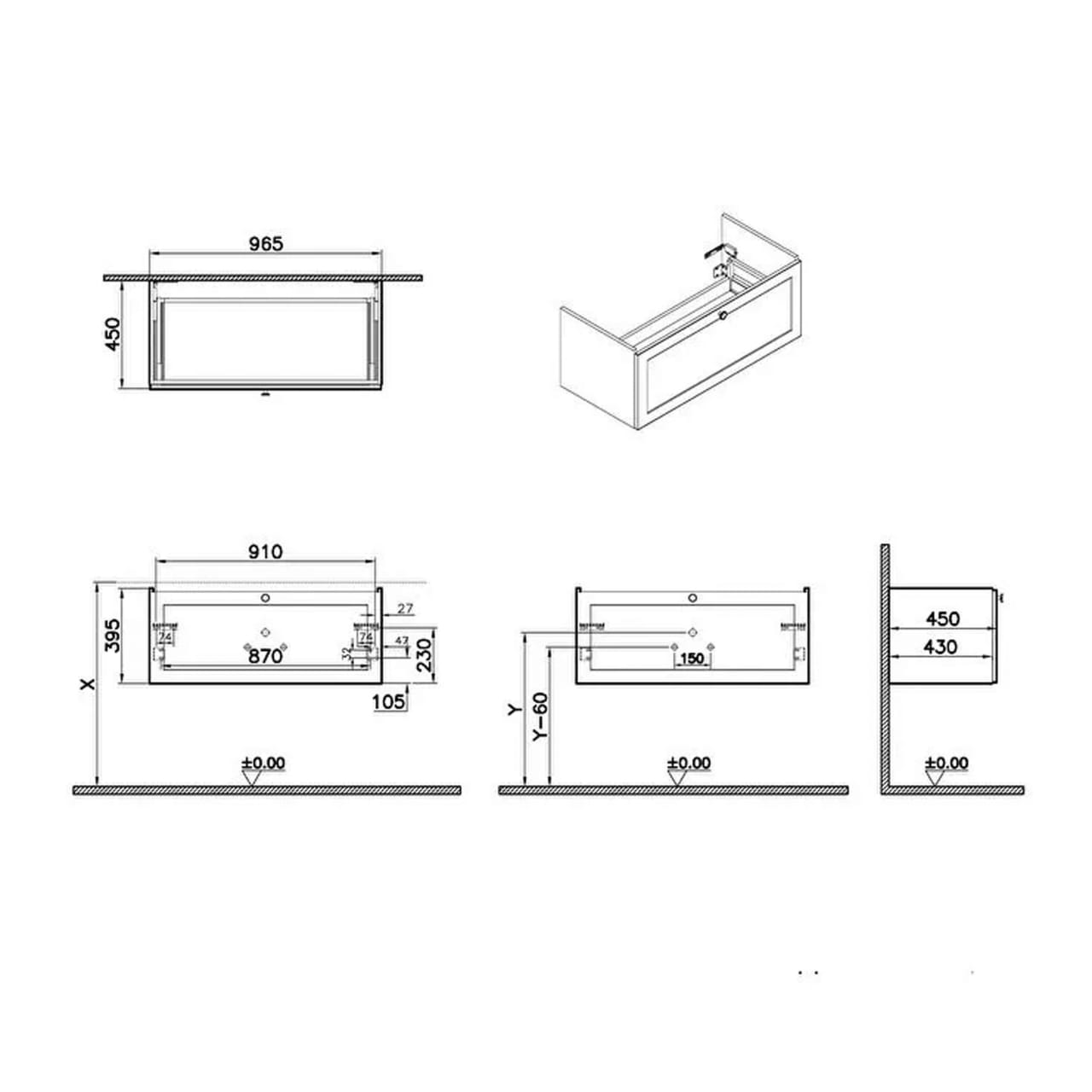68466-7057B003-0001 - VitrA: Root Classic Wall-hung Vanity Unit with ...