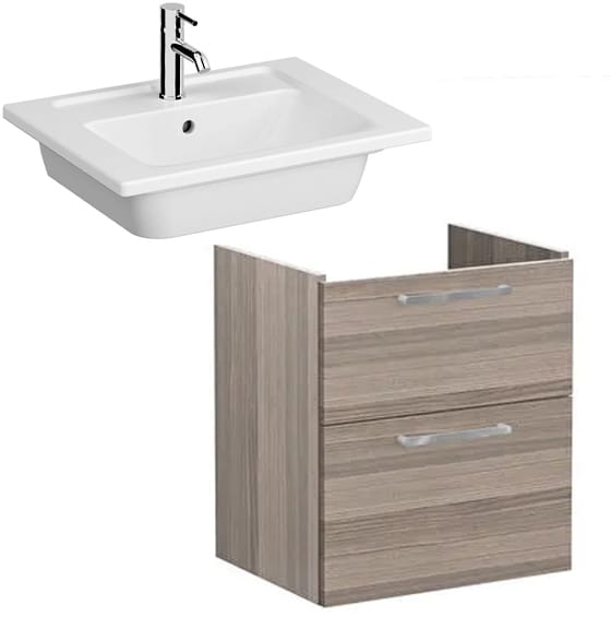 VitrA: Root Flat Wall-hung Vanity Unit with Two Drawers and Basin (60cm ...