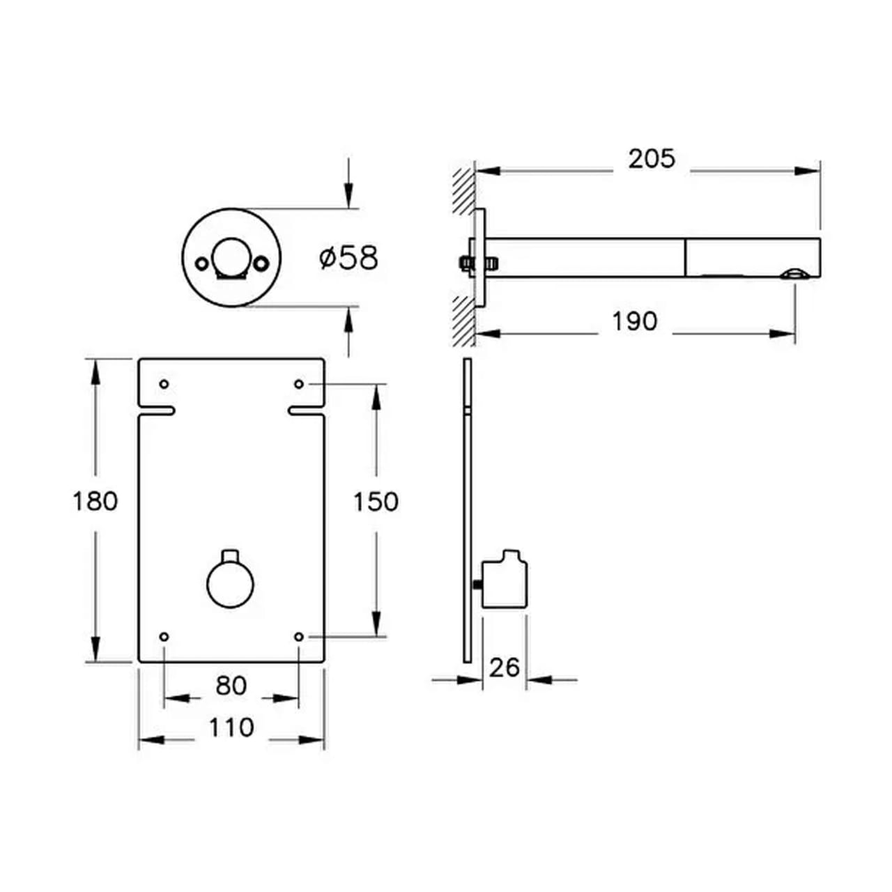 A4711129 - VitrA: Origin Wall-mounted Touch-free Basin Mixer Tap (Soft ...