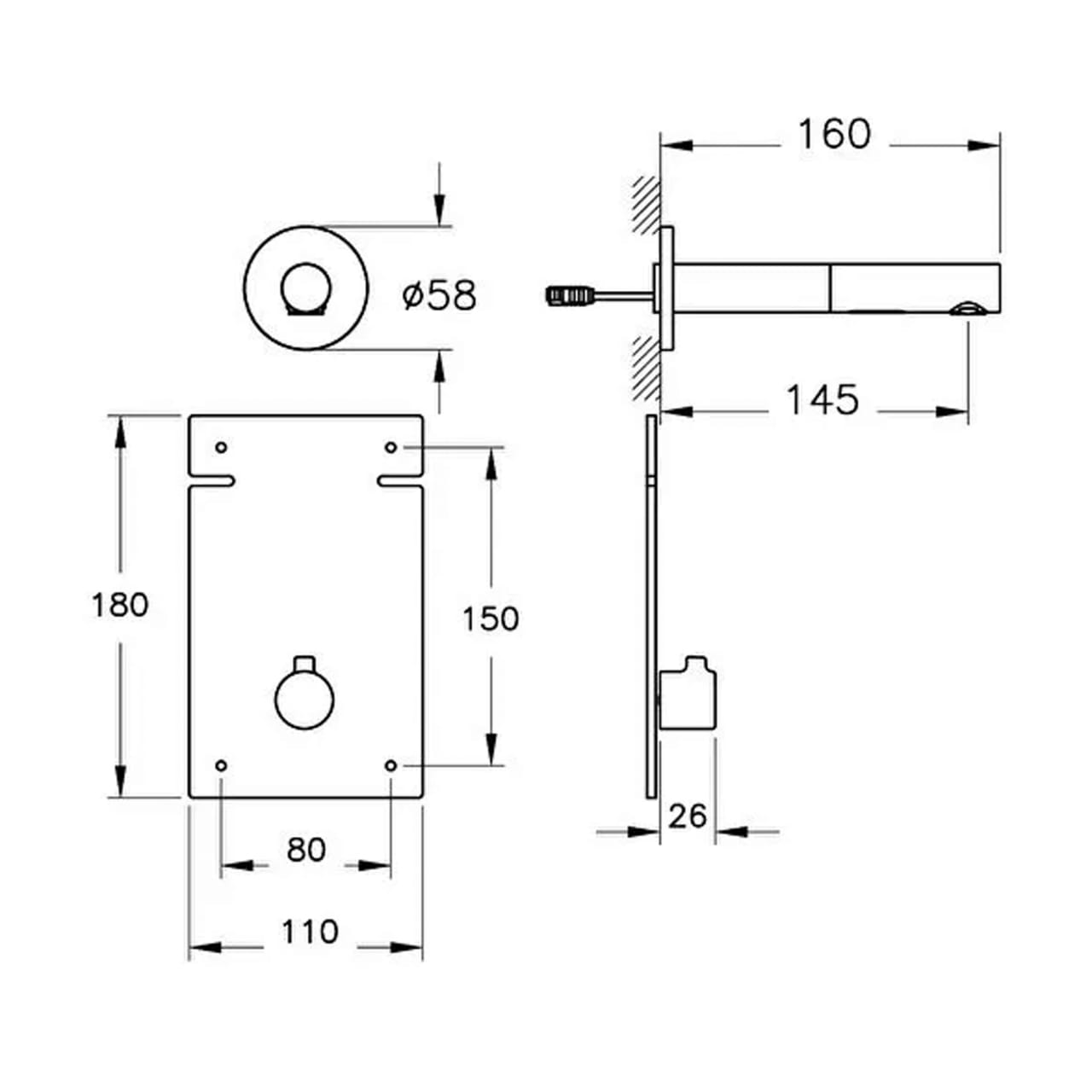 A4711029 - VitrA: Origin Wall-mounted Touch-free Basin Mixer Tap (Soft ...