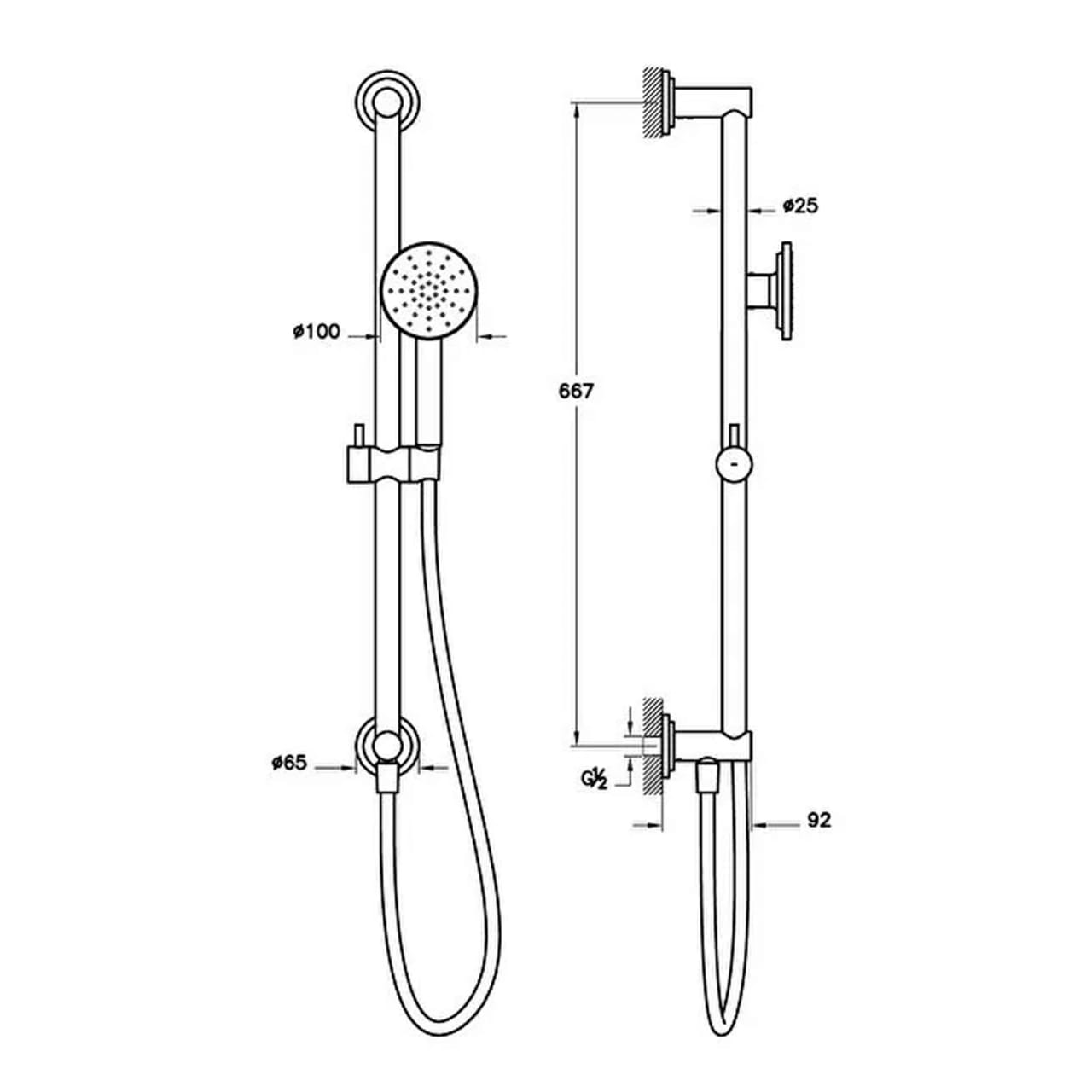 VitrA: Origin Classic Slide Rail Shower Kit With Outlet Elbow ...
