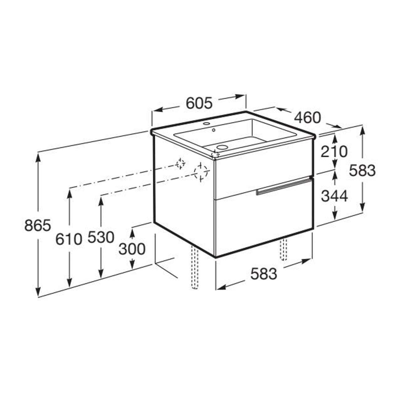 Roca: Victoria-N Unik Wall-hung Vanity Unit with Basin and Two Drawers ...