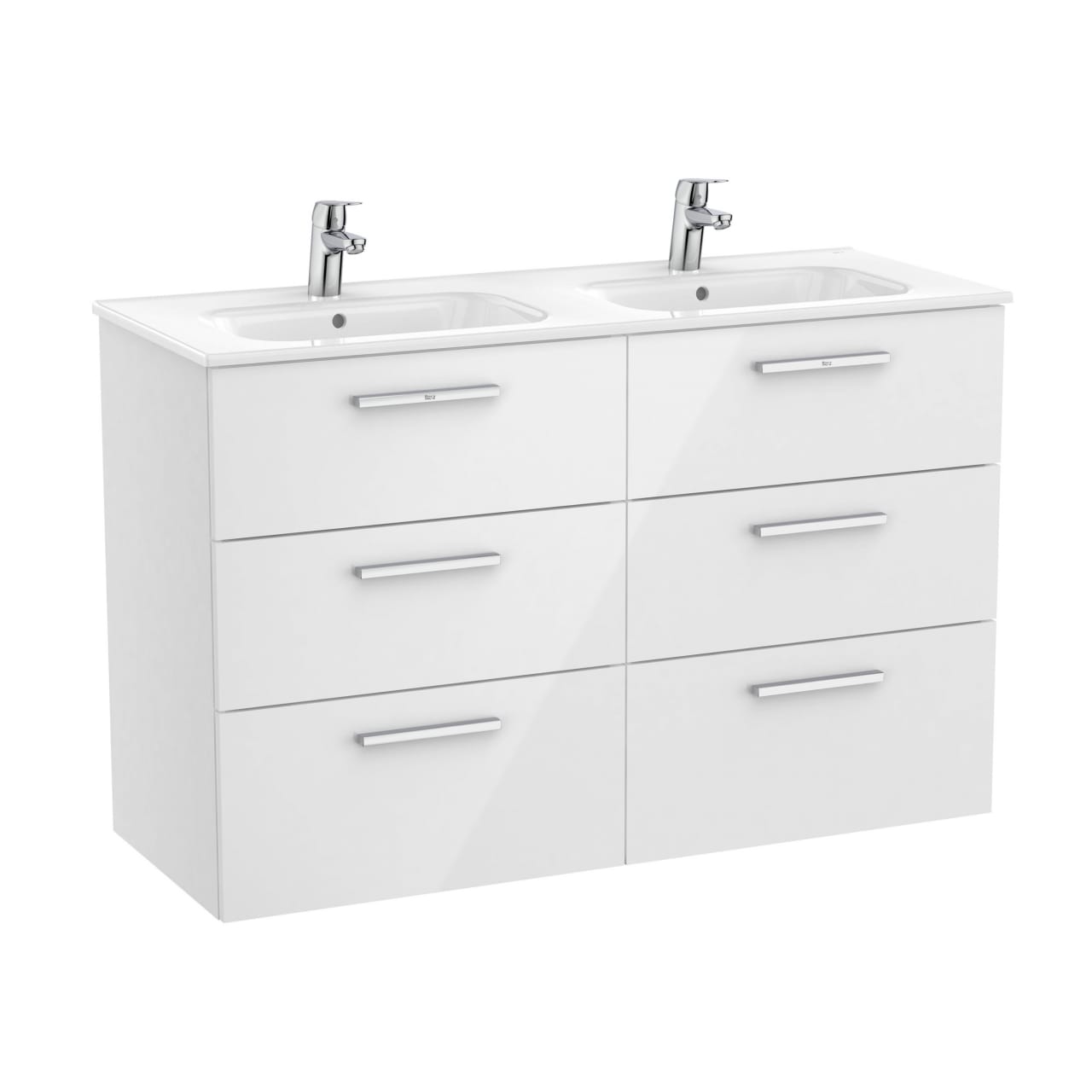 Roca: New Victoria Wall-hung Vanity Unit with Double Basins and Six ...