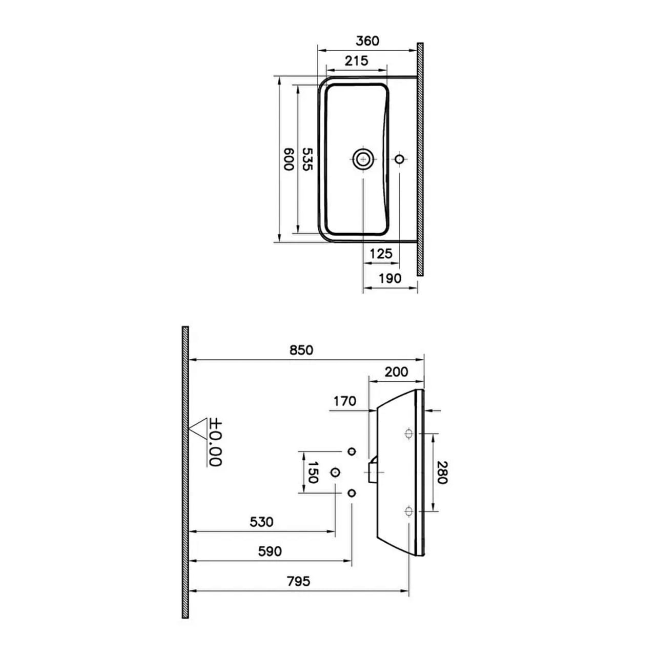7088L003-0001-White - VitrA Integra Wall-hung Compact Rectangular Basin ...