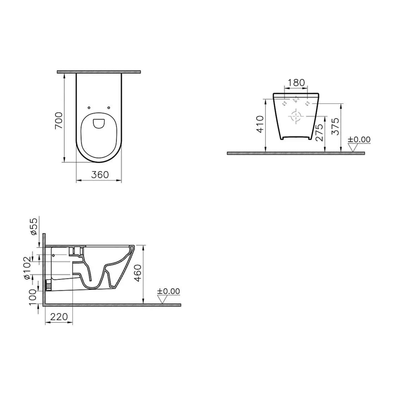 7098B003-0075 - VitrA: Integra Wall-hung Toilet Pan : Bathroom Planet