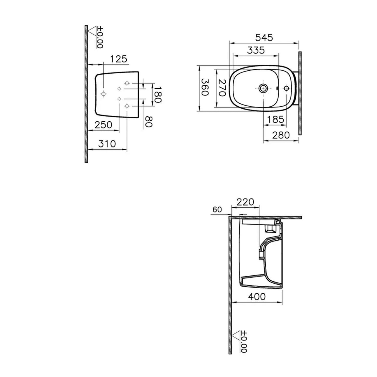 7831B483-0288 - VitrA: Plural Wall-hung Bidet : Bathroom Planet