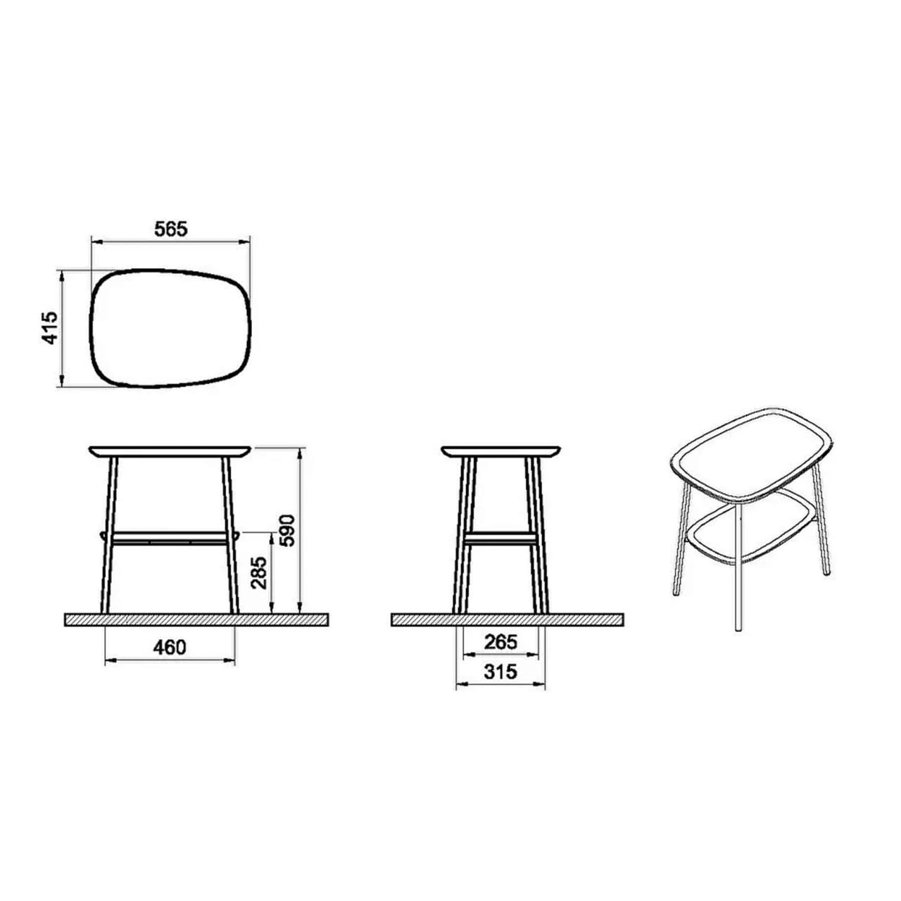64067 - VitrA: Plural Small Table With Shelf (550mm, Matt Taupe ...