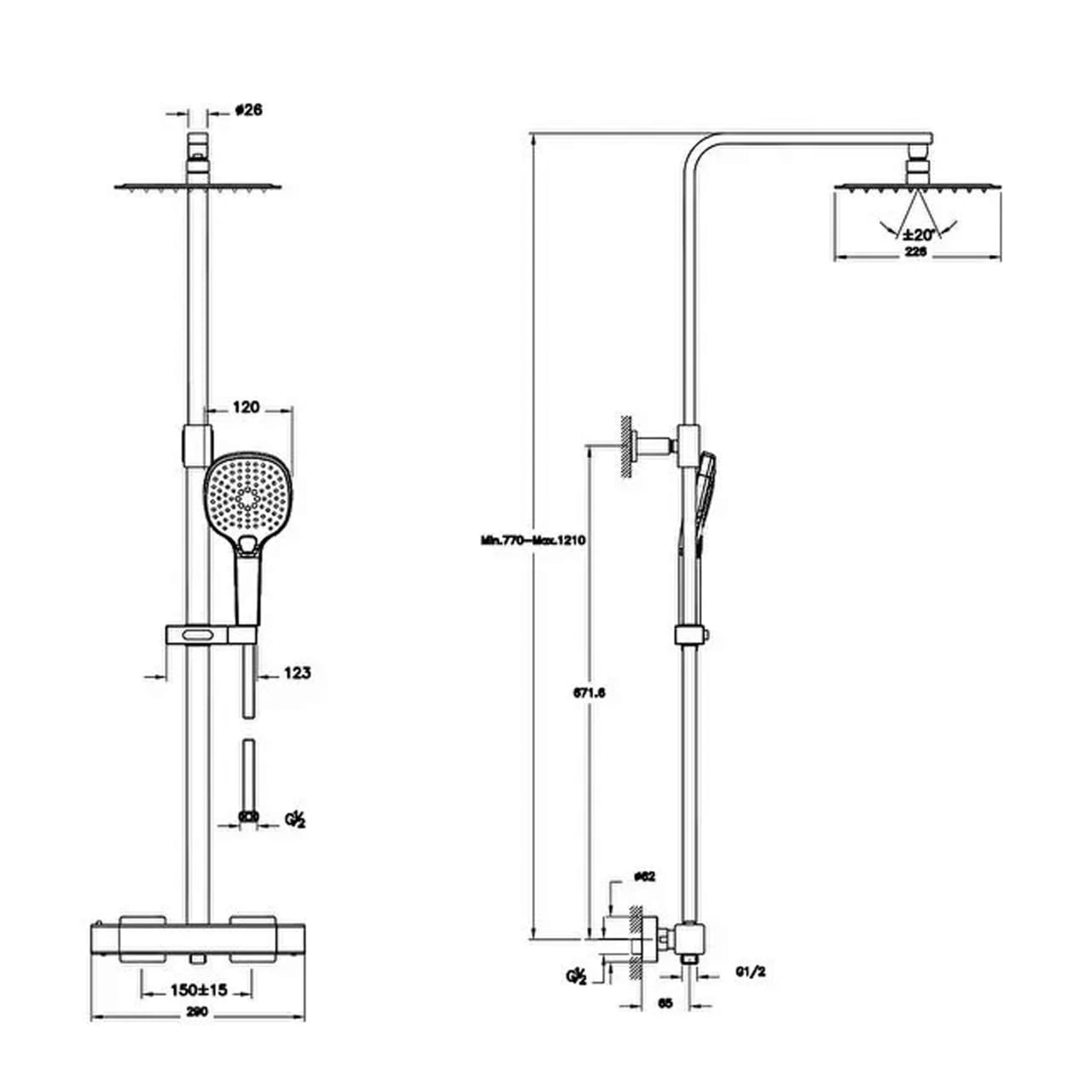 A47202VUK - VitrA: AquaHeat Bliss S 230 Shower Set (Chrome) : Bathroom ...