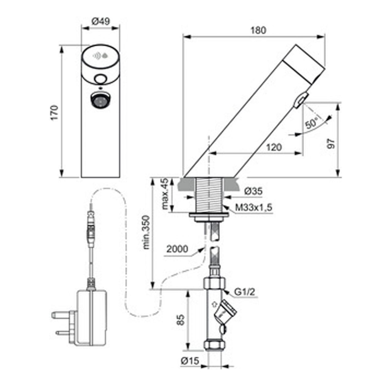 A7548AA - Ideal Standard: Sensorflow E Deck-Mounted Sensor Basin Mixer ...