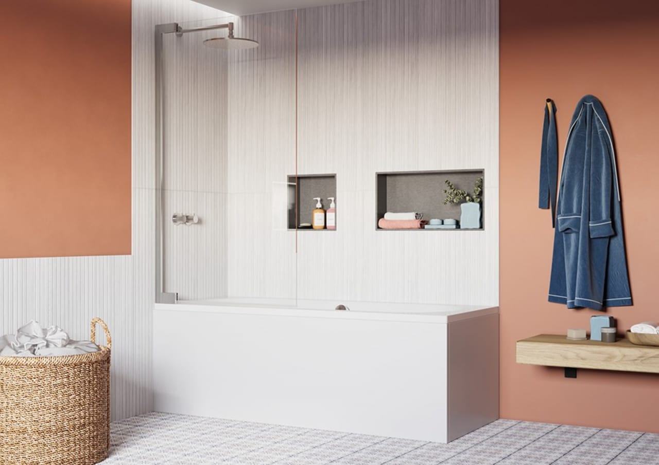 Crosswater: Asura Hinged Bath Screen (8mm) : Bathroom Planet