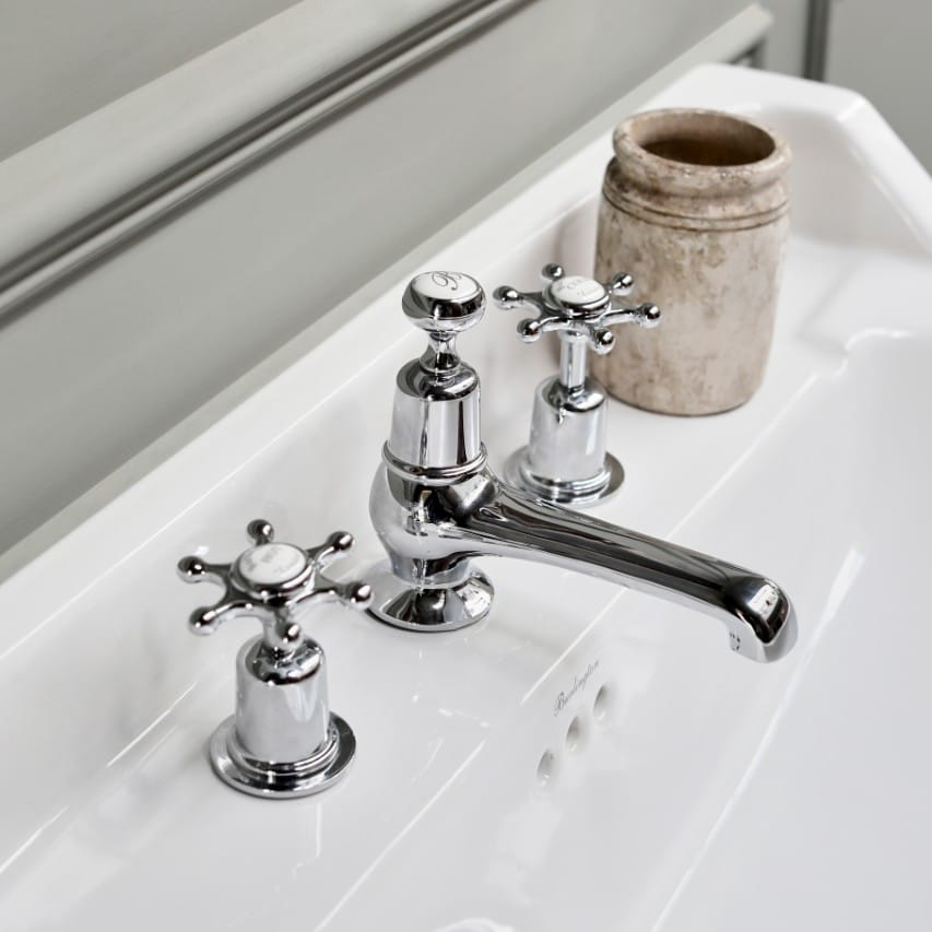 Burlington Traditional 3 Tap Hole Basin Mixer Tap With Pop-up Waste ...